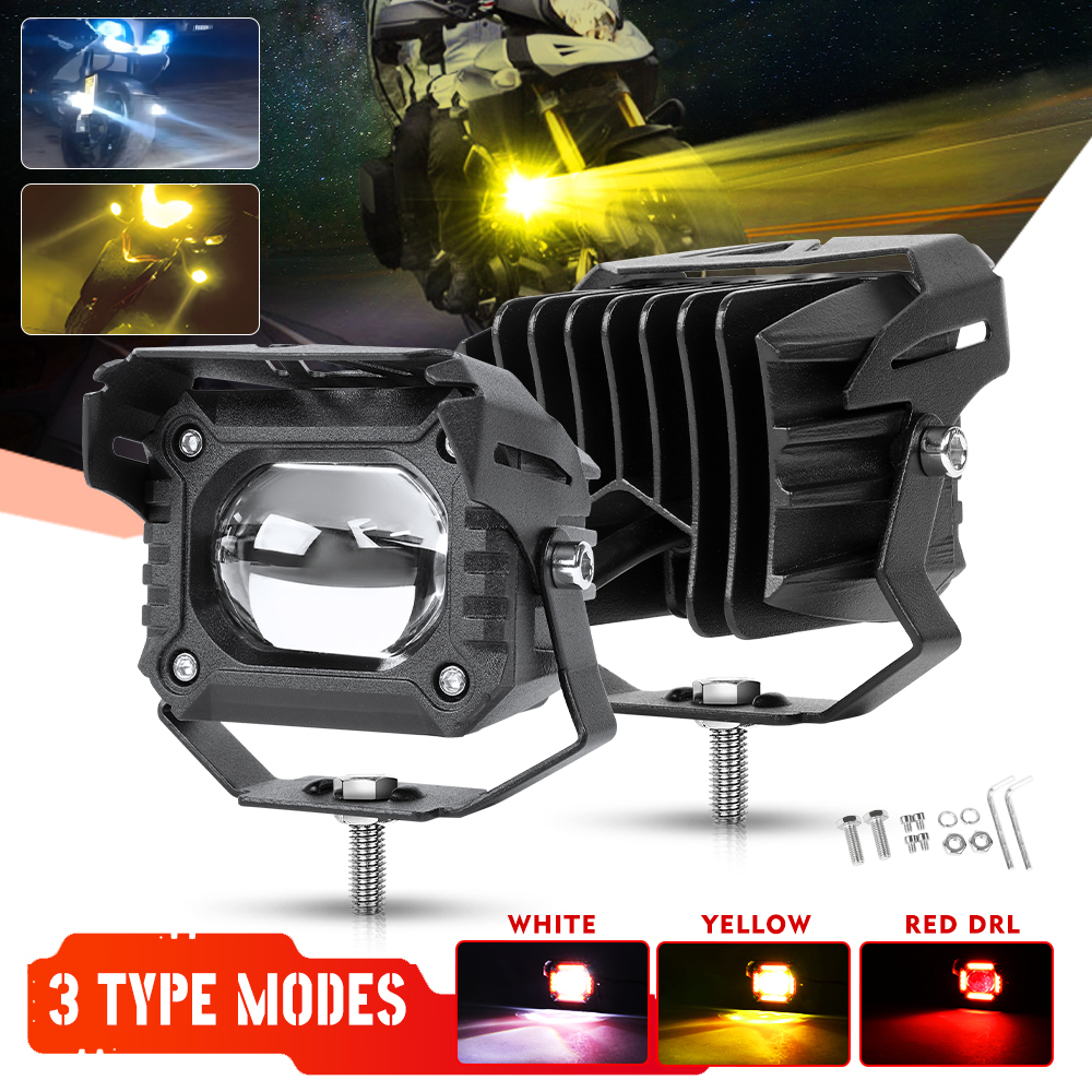 MGLLIGHT 3INCH Tri-Color DRL LED Work Light 6500K 3000K Spot and Flood ...