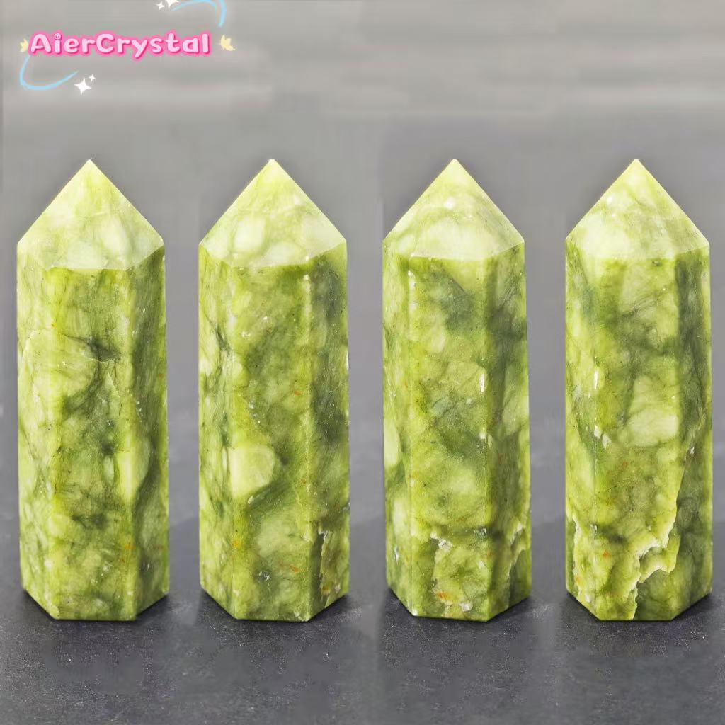 Natural stone hand polished shaft rock jade crystal column exquisite ...