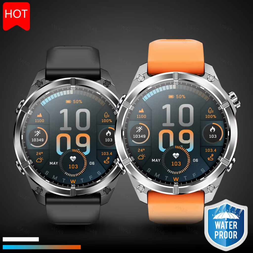 2025 Tactical Smart Watch 47mm with Flashlight Compass Barometer 3ATM ...