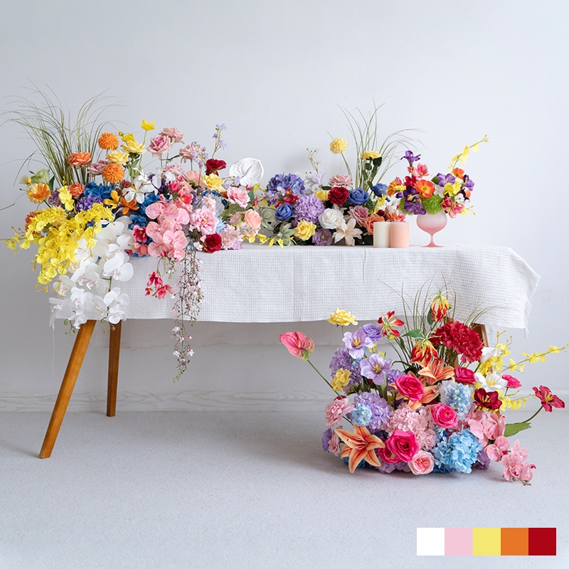 Wedding decoration colorful table flowers floral simulation flowers ...