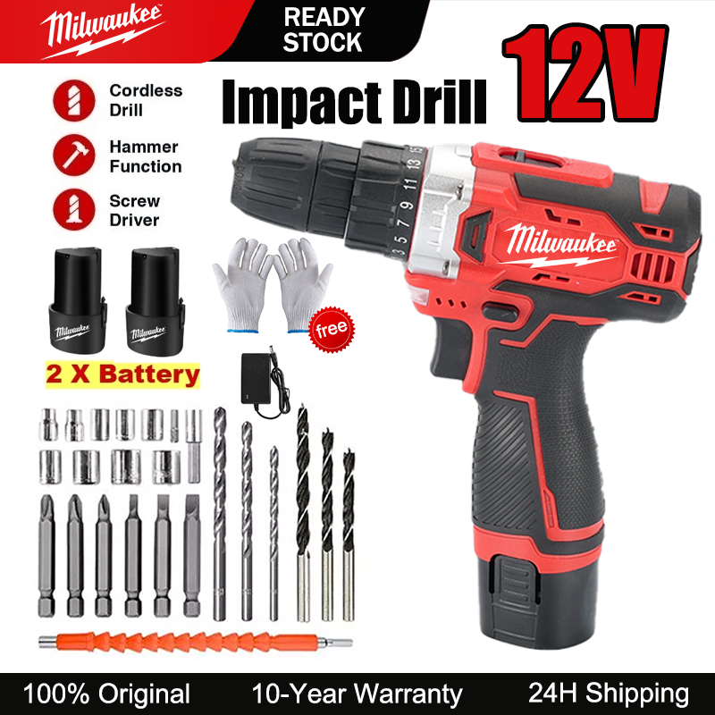 10-year warranty Milwaukee Cordless Drill Impact Drill Codless Hammer ...