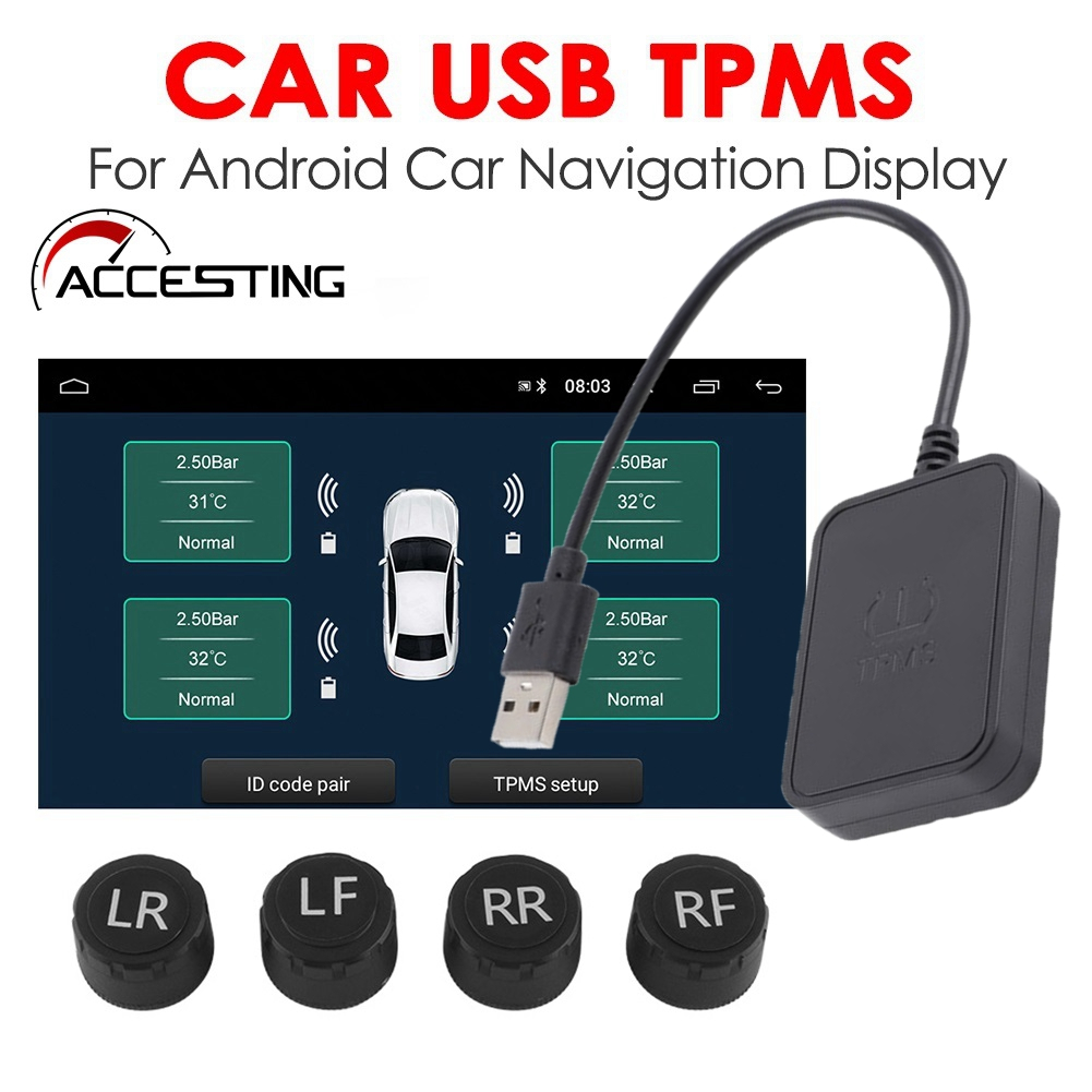 Car Tire Pressure Alarm Monitor System USB TPMS for Android Car Radio USB 3.0 Auto Tire Tyre ...