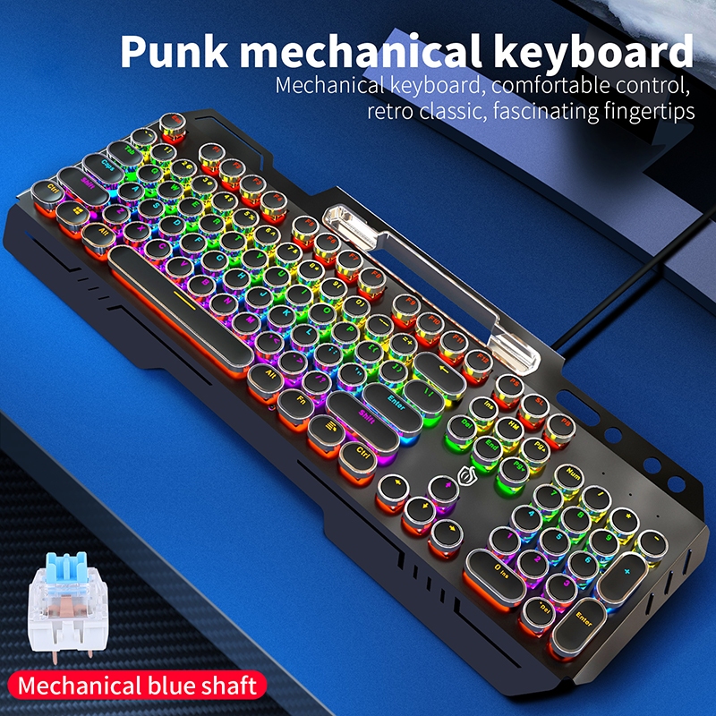 HJk831-7 retro punk electromechanical keyboard plug-in green shaft ...