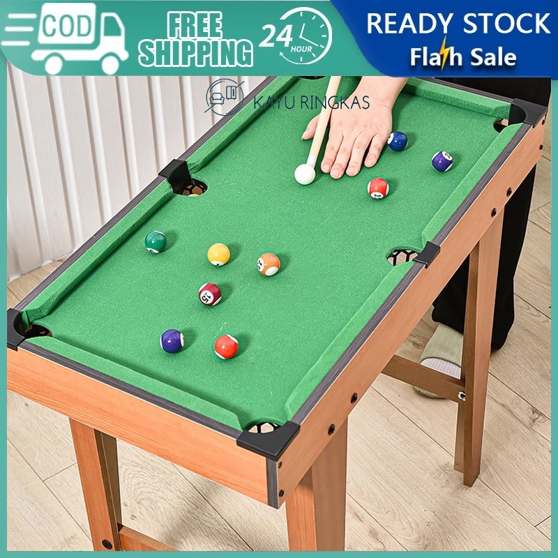【KAYU RINGKAS】Mini Billiard Table for Kids Wooden with Tall Feet Pool ...