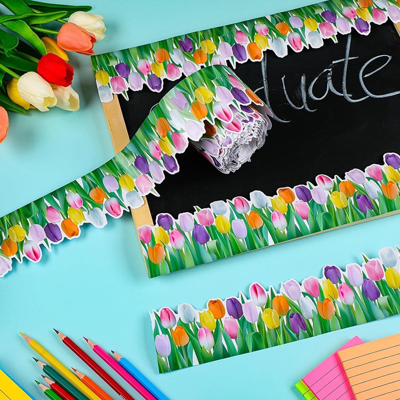 1Roll/5m Wavy Tulip Flower Border Stickers Colorful DIY Kids Craft ...