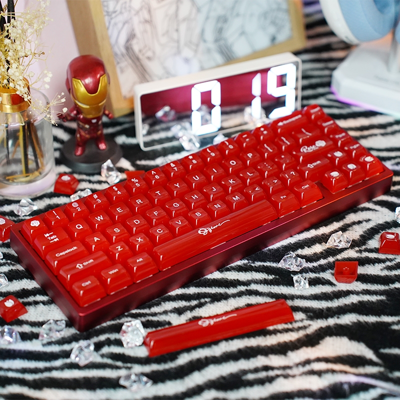 117keys Red Rose Keycaps OEM Profile PC Transparent Keycaps for ...