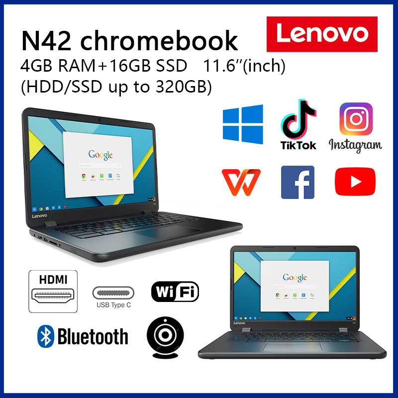 Lenovo N42 Laptop/4GB RAM/16GB SSD(up to 320GB)/Anti Splash Keyboard ...