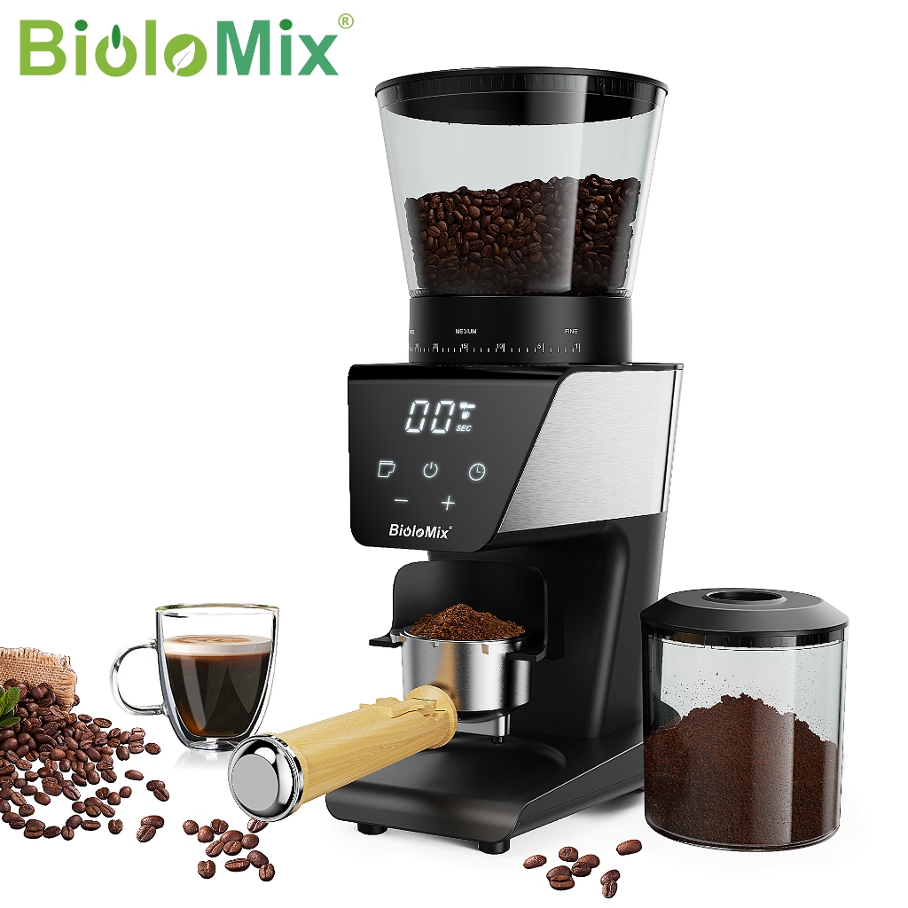 Biolomix Conical Burr Coffee Grinder with Digital Timer Display For 51 ...