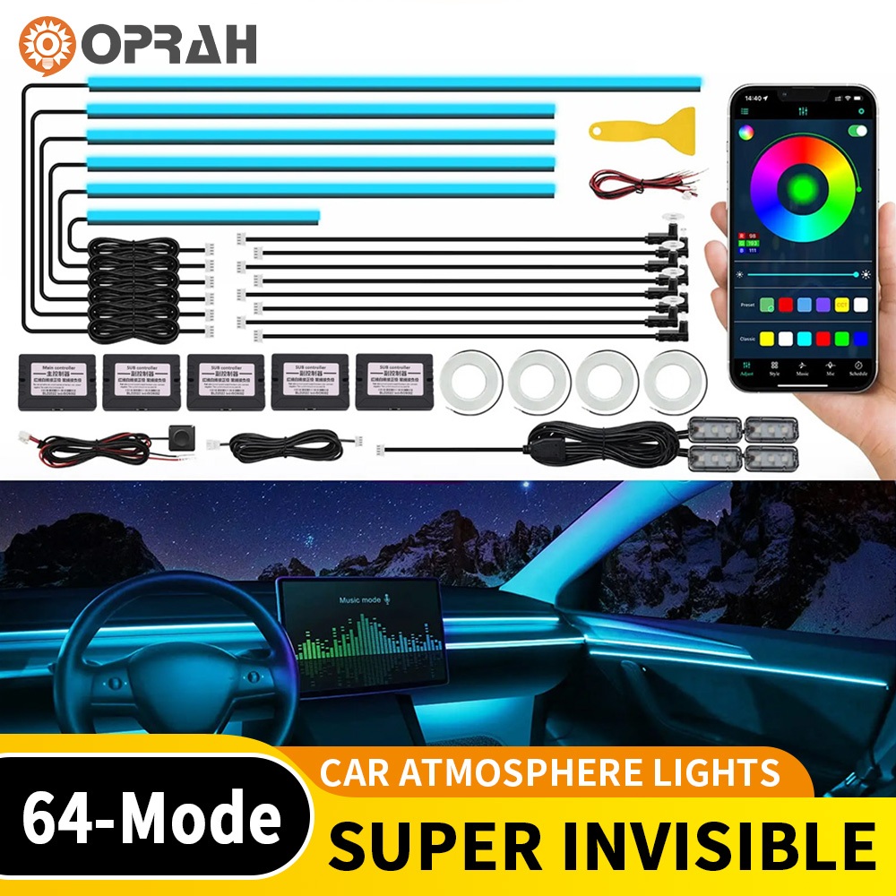 Oprah 22 in 1 Car Ambient Light RGB Indoor Acrylic Optical Light Guide ...
