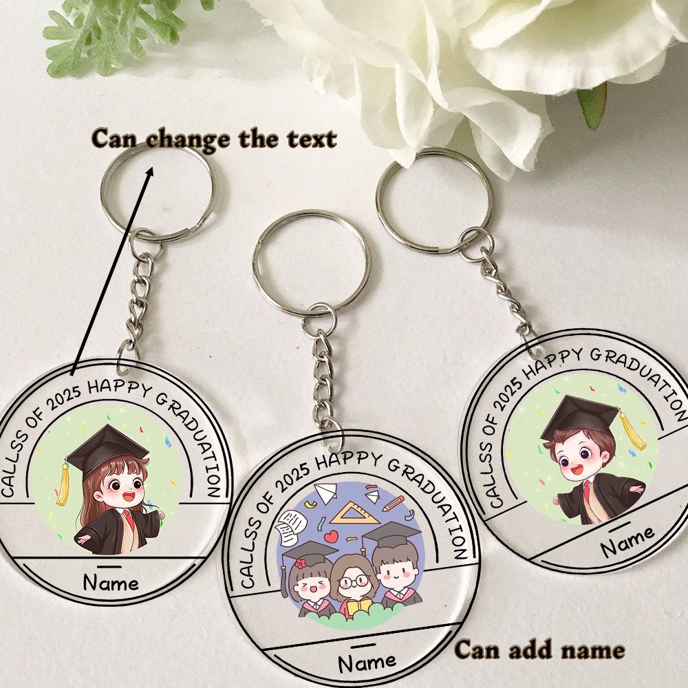 Happy Graduation Acrylic Keychain Class 2025 Year School Graduate Key ...