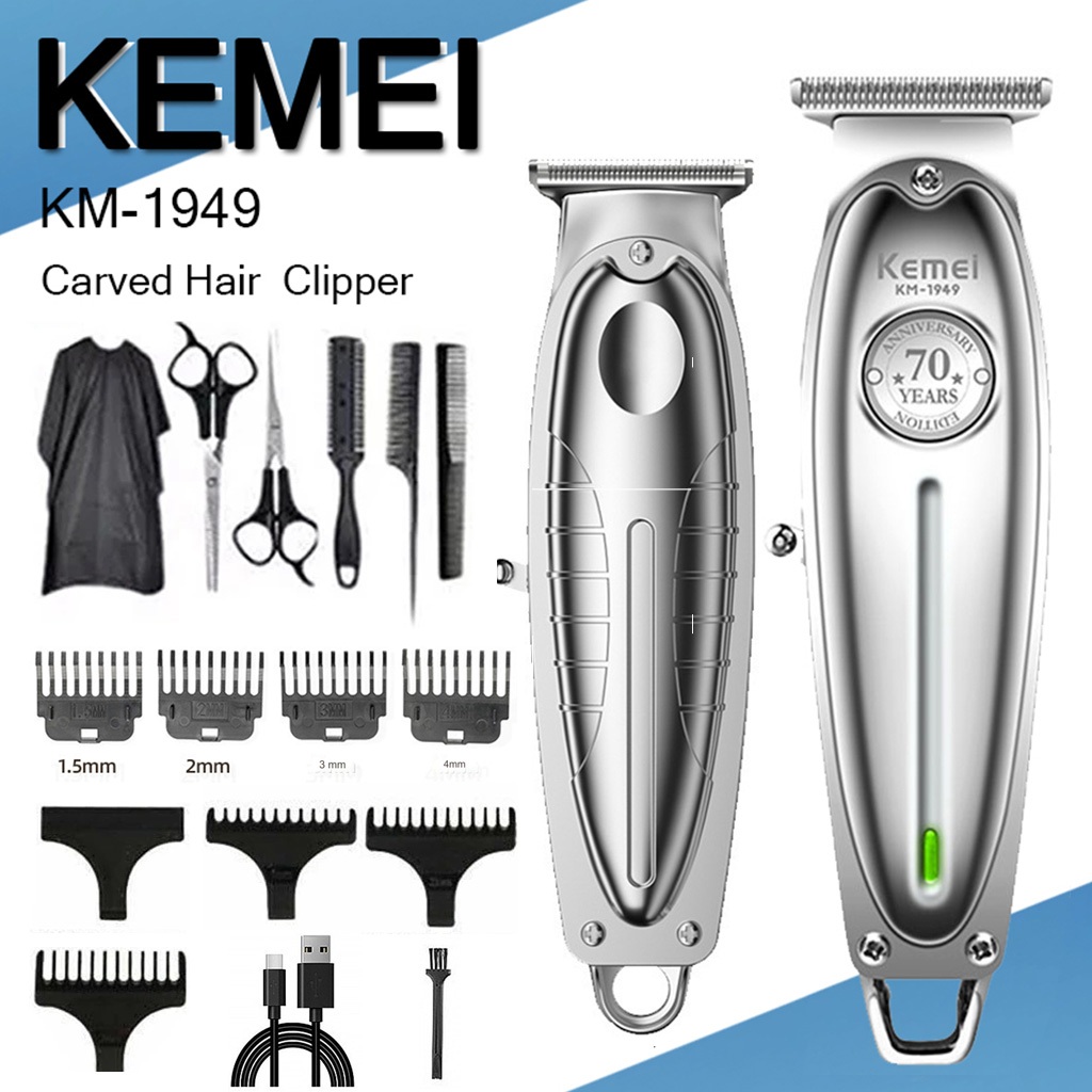 Kemei KM-1949 mesin rambut Original Electric Barber Full Metal Pro Hair Trimmer for Men Lithium ...