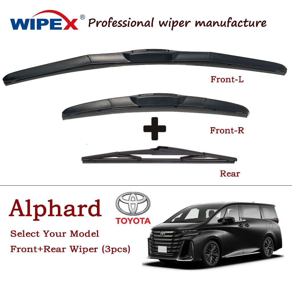 (Front+Rear 3pcs) Toyota Alphard Wiper Blade Set for (Select Your Model ...
