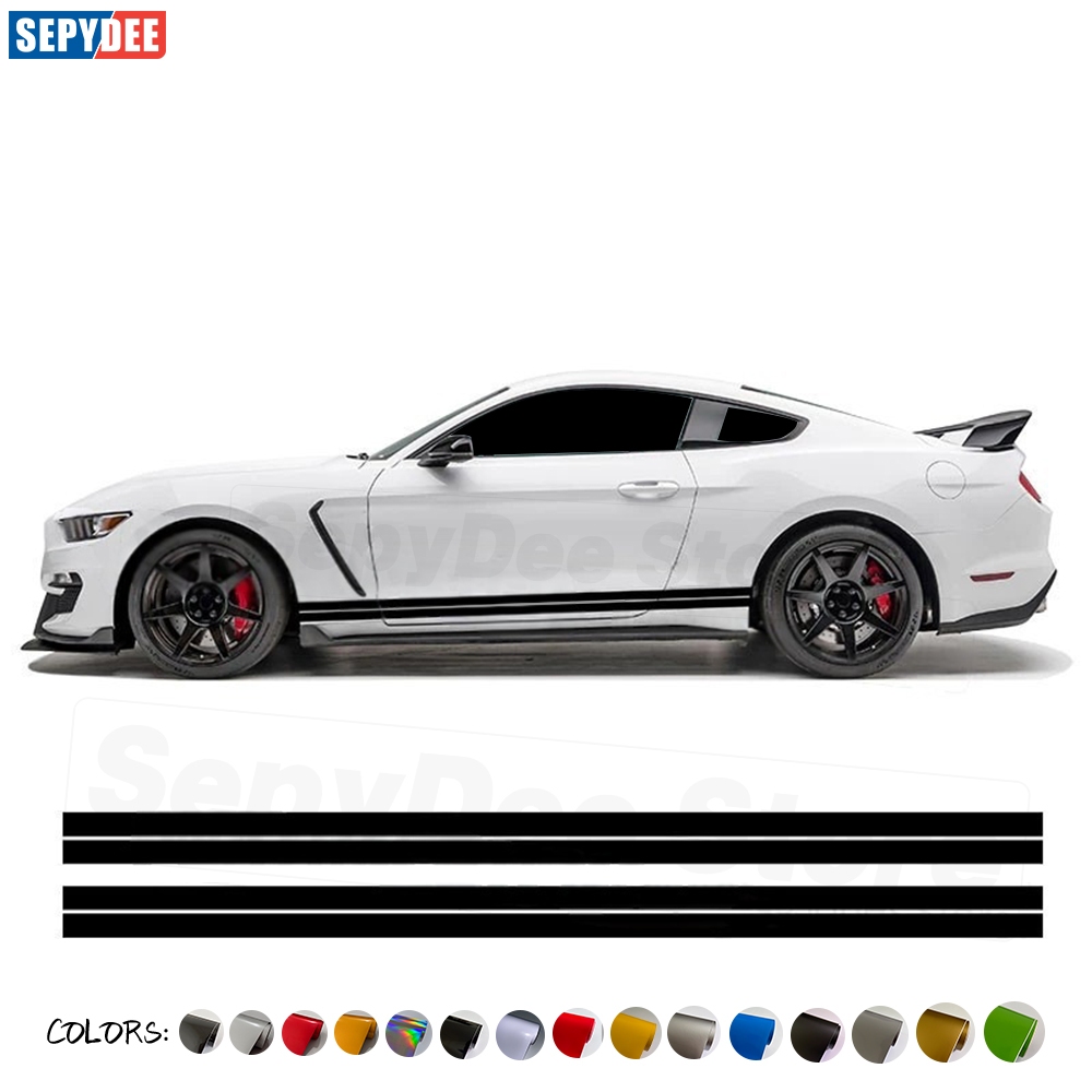2 Pcs Racing Door Side Stripes Sticker Rocket Panel Carbon Fiber Vinyl ...