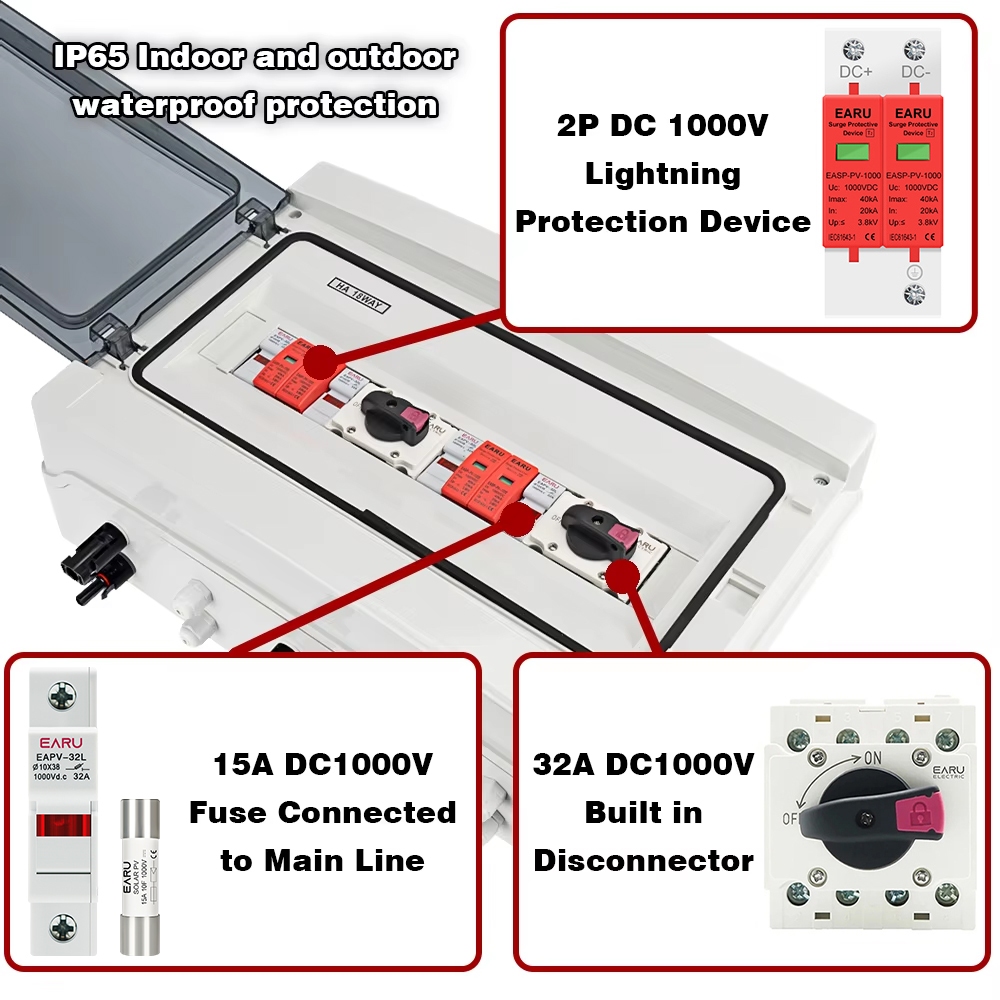 Solar photovoltaic PV Combiner Box 2 input 2 out 2 String Surge ...