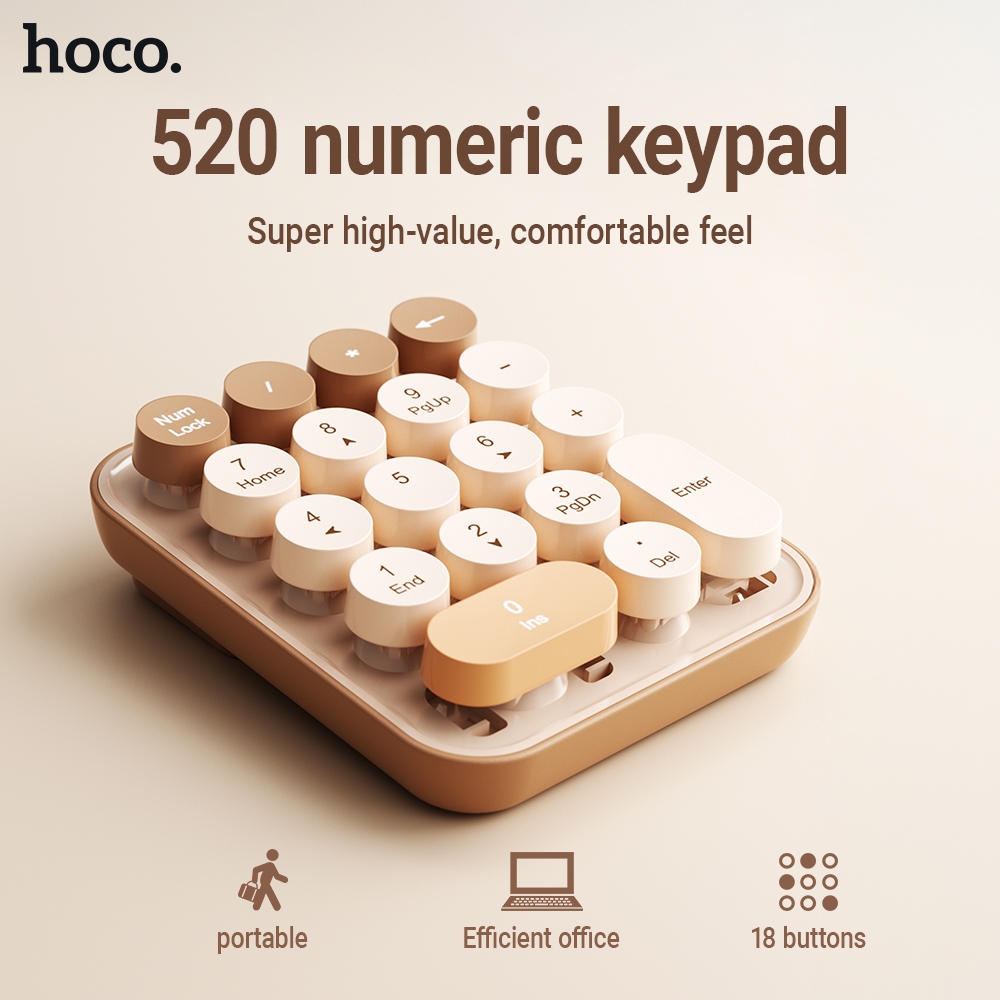 HOCO 520 Wireless Numeric Keypad 18Key Portable Mini Wireless USB ...