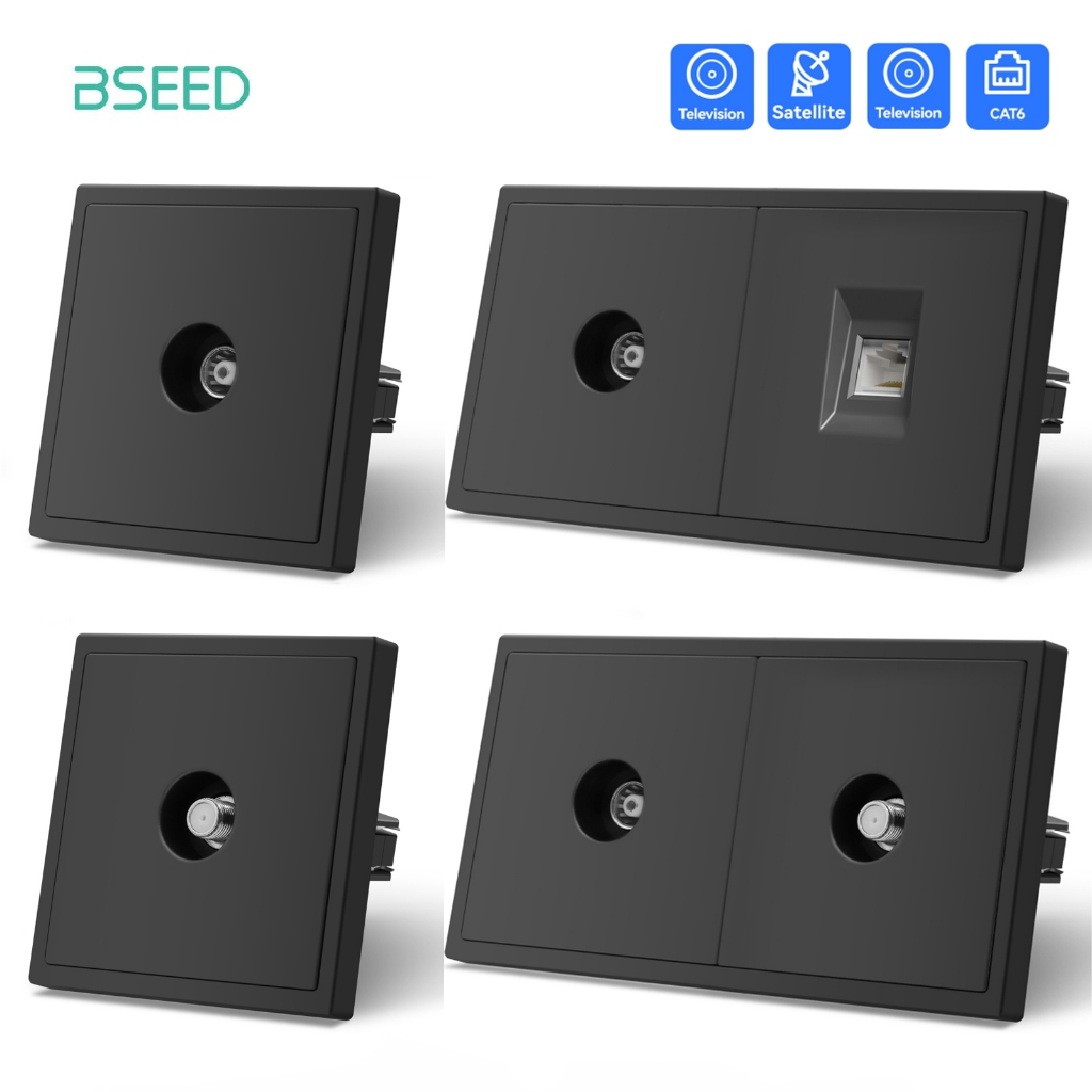 BSEED Wall Power Socket TV Plug RJ45 Internet Socket Satellite Outlet ...