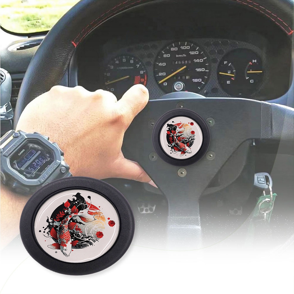 1pcs Black Japanese Koi Fish Racing Sport Plastic Steering Wheel Horn ...