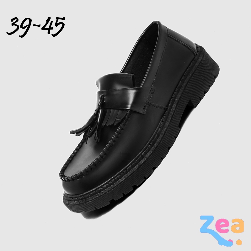 ZEA Korean Fashion Loafers For Men Black Formal Leather Shoes Thick ...