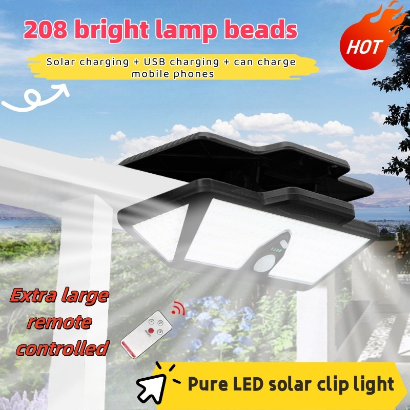 Large Lampu solar clip light adjustable waterproof 3 modes super bright ...