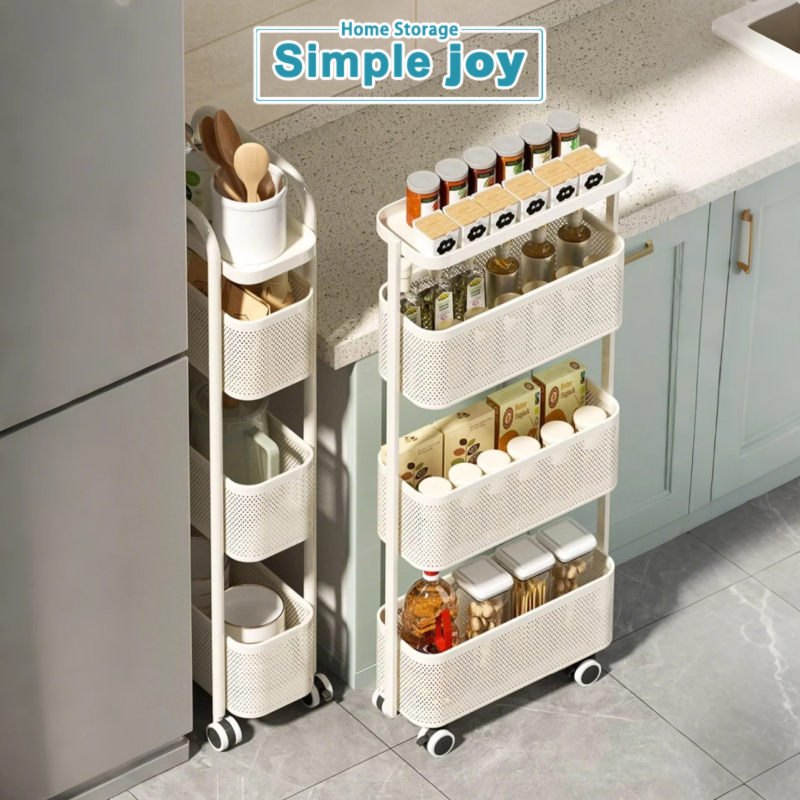SimpleJoy Sliding Trolley Steel Pull Out Rack With Wheels Narrow Mobile ...
