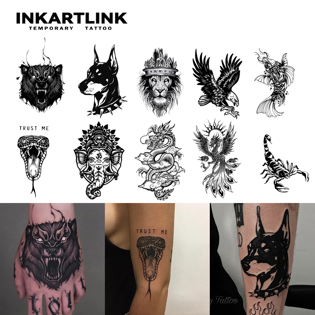 Inkartlink Animal Temporary Tattoo Stickers, Waterproof Long-lasting Hand Magic Tattoo, Lasts To ...