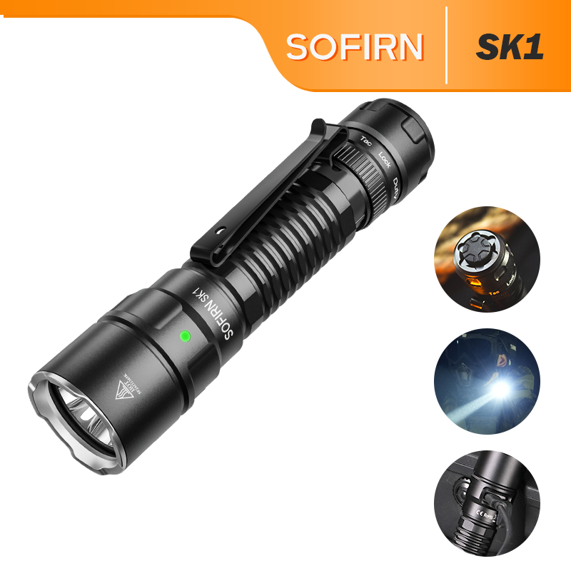 Sofirn SK1 Tactical Flashlight, 1300 Lumens, IP68 Waterproof, Long ...