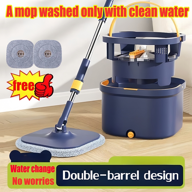 [Wash with clean water only] Spin Mop Set Bucket Automatic Magic Rotating Mop Lazy Mops Hand ...