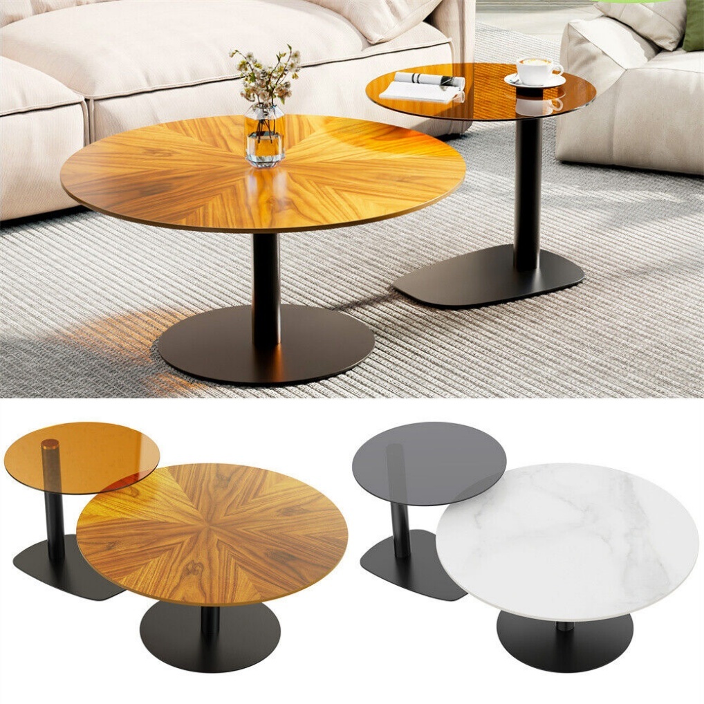 Coffee Table Set of 2 Modern Round Living Room Coffee Table Luxury Stacking Coffee Tables ...