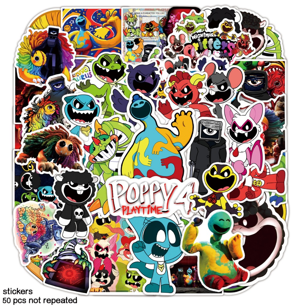 Poppy playtime4 stickers kit 50 pcs Doey Yarnaby Pianosaurus Nightmare ...