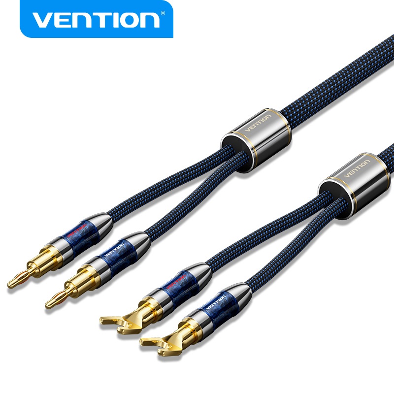 Vention Speaker Wire With Dual Banana Plugs And Dual Spade Plugs Hi-Fi ...