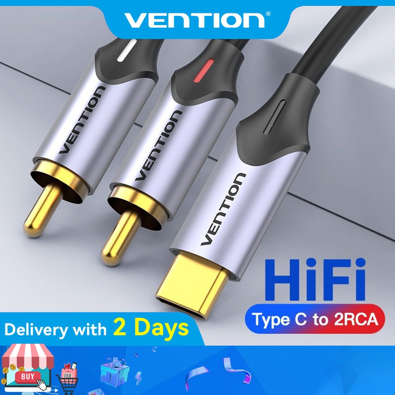 Vention Type C to 2RCA Hi-Fi USB-C to Audio Cable Male to Male for ...