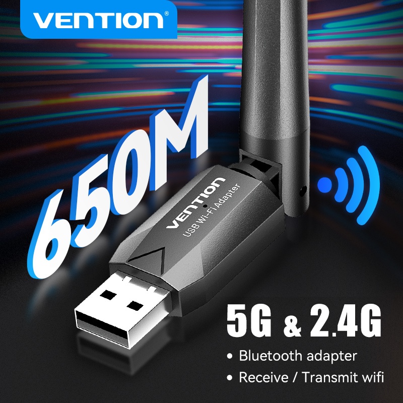 Vention USB WiFi Bluetooth Adapter Dongle AC650 5dBi High Gain Antenna ...