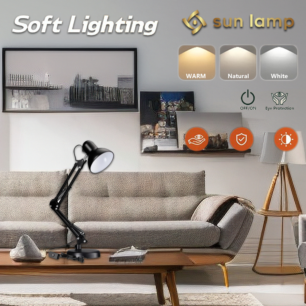 IKEA Style LED Table Lamp Metal Wire Reading Lamp Desk Lamp Long Arm ...