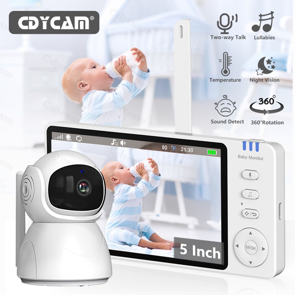 5 Inch IPS Screen Baby Monitor With Camera 3500mAh Battery Electronic ...