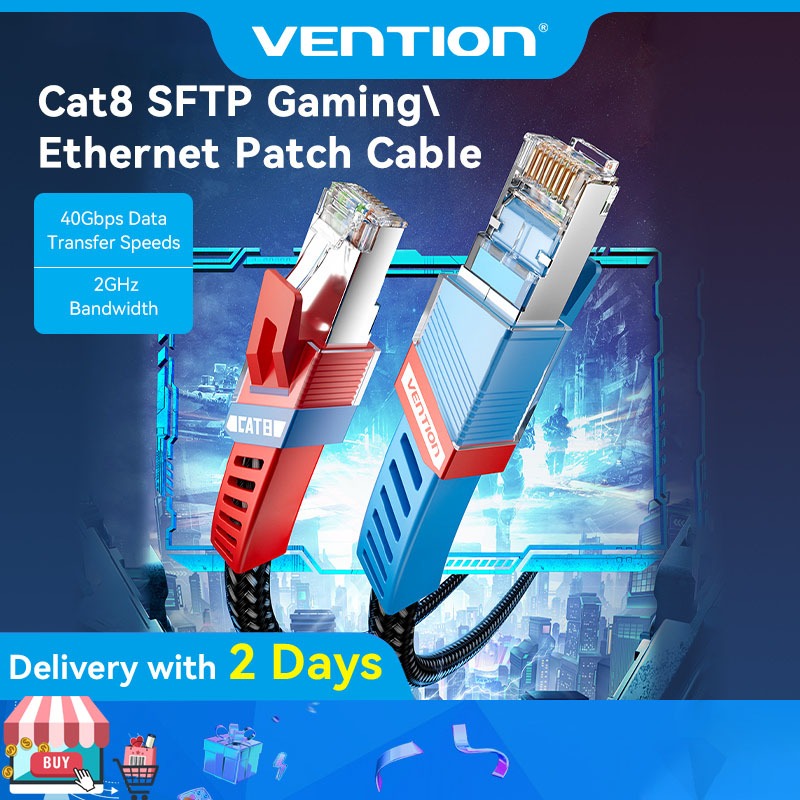 Vention Cat 8 Ethernet Cable High Speed 40Gbps Gold Plated RJ45 ...
