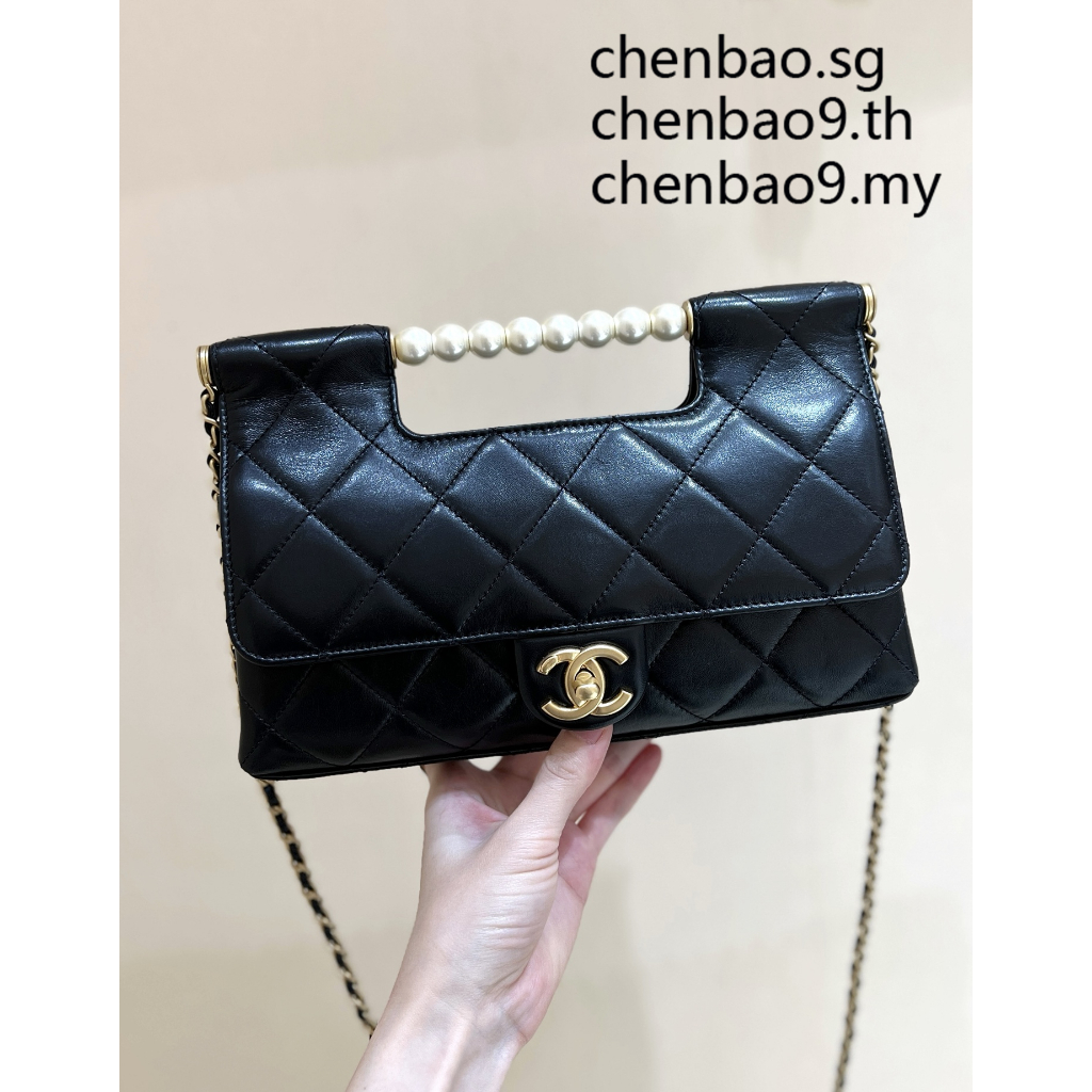 Original Leather Top 1 Quality C Home Pearl Handle Bag Handbag ...
