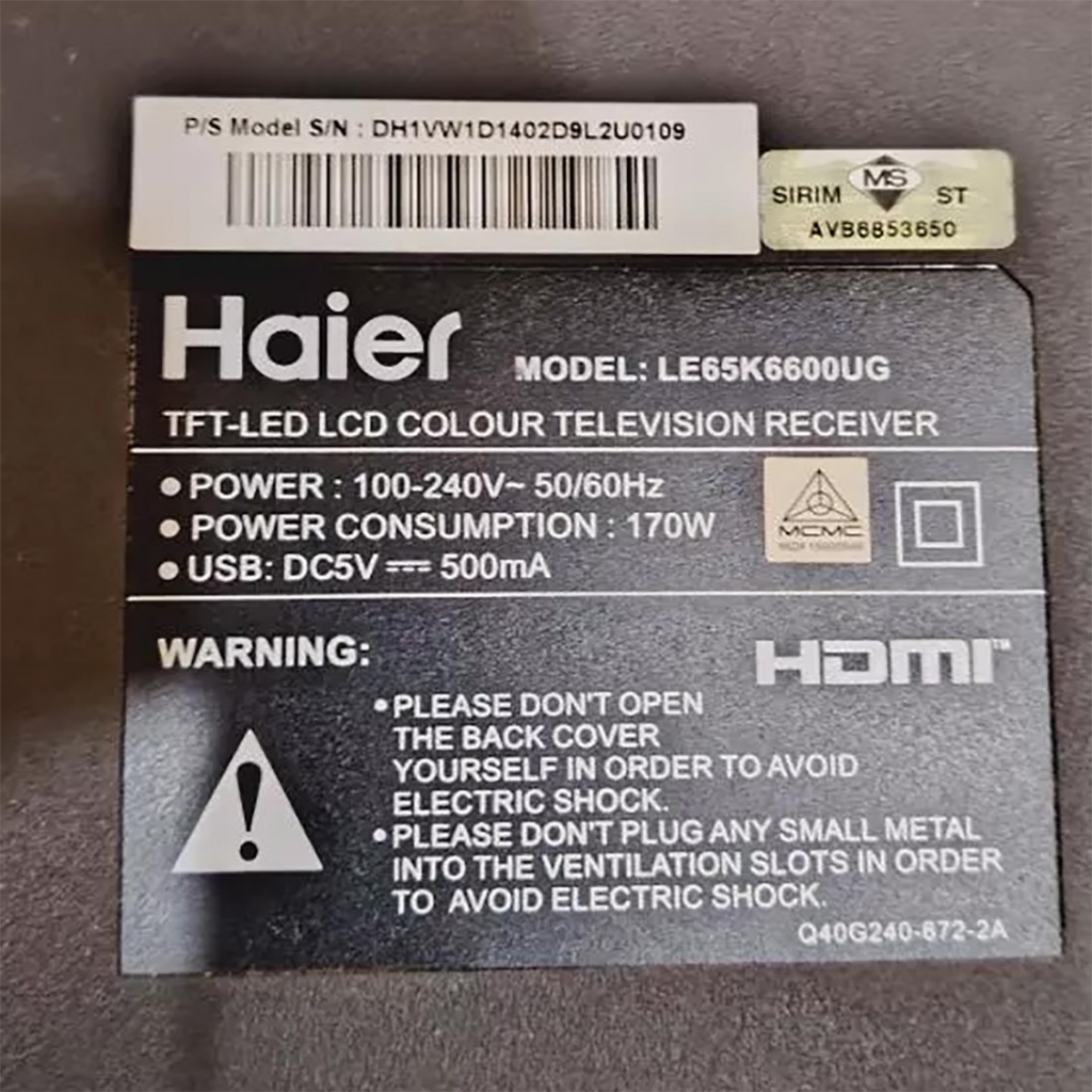 LE65K6600UG Haier 65 inch LED TV backlight | Shopee Malaysia