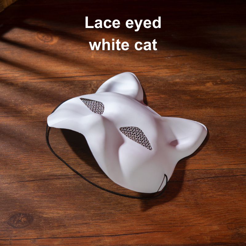 DIY Hand-Painted Blank Masks Mesh Yarn Eyes Cat Face White Mask Matte ...