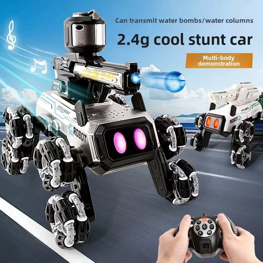 2.4G Eight-Wheeled Robot Dog Stunt Car Launching Water Gun Climbing ...