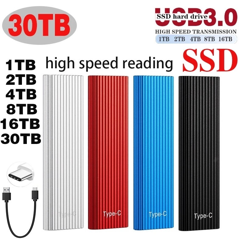 SSD External Hard Drive 30TB/64TB 128TB USB3.0 Hard Disk Portable 16TB ...