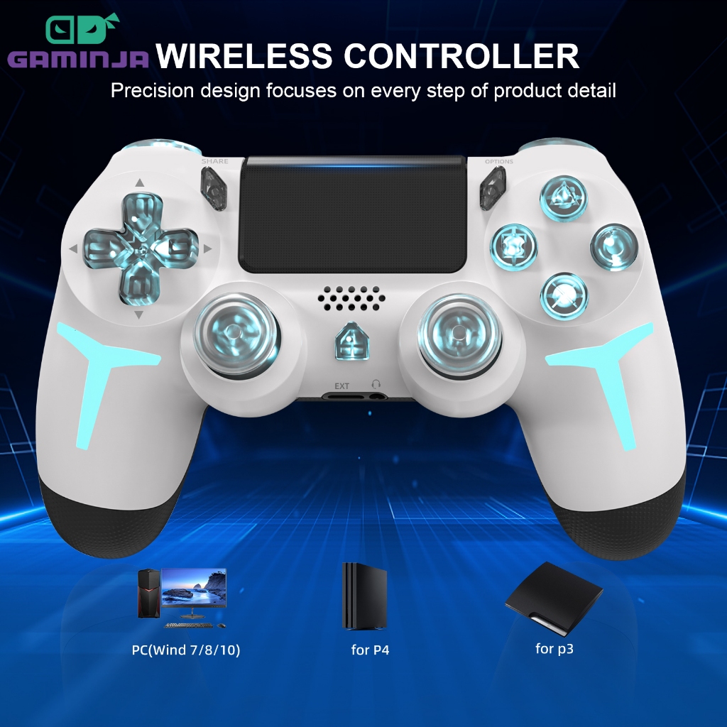 RGB Light Wireless Gamepad Bluetooth Controller For PS4 PS3 Console Computer PC 6-axis Gyroscope ...
