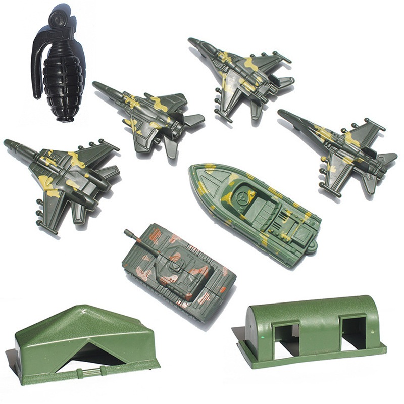 5pcs Mini Tank Airplane Model Soldier Minifigure Military Sandbox Scene ...
