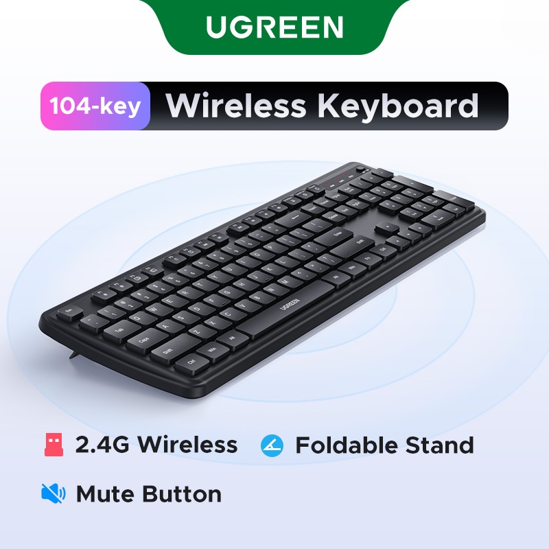 UGREEN 2.4G Wireless Slient Keyboard Ergonomic Design 10M Transmission ...