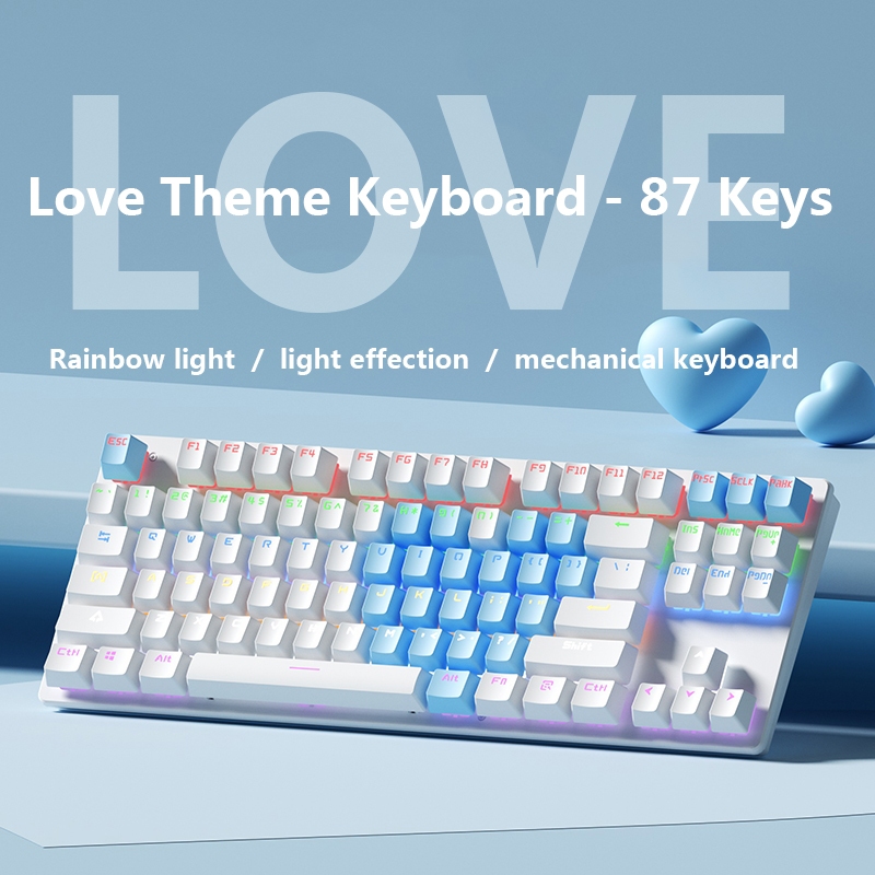 Meta K870 Love Mechanical Keyboard with Rainbow Light 87Keys Gaming ...