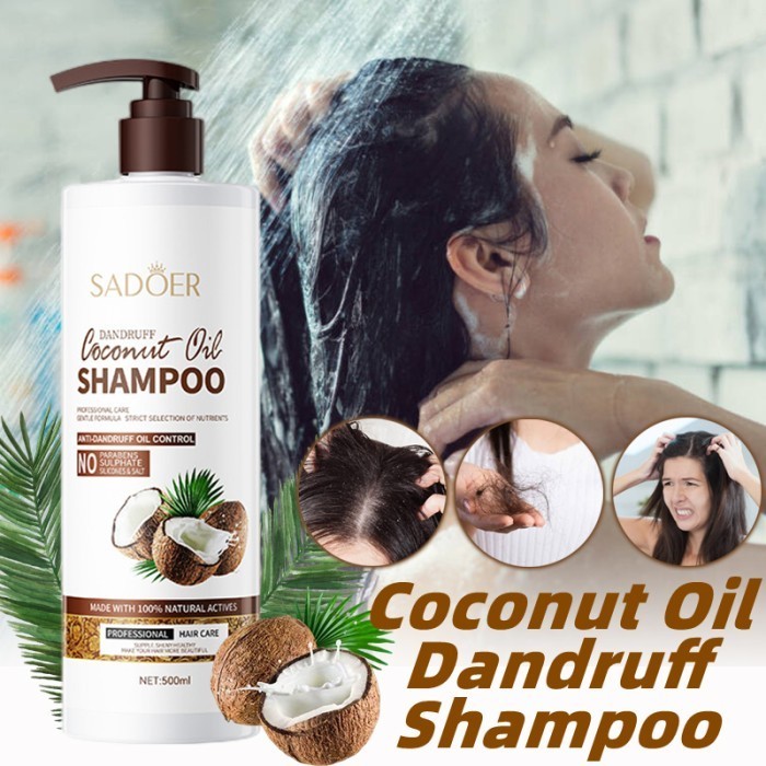 500ml Coconut oil shampoo Anti-dandruff Oil Control itchy scalp oil control psoriasis kelemumur ...