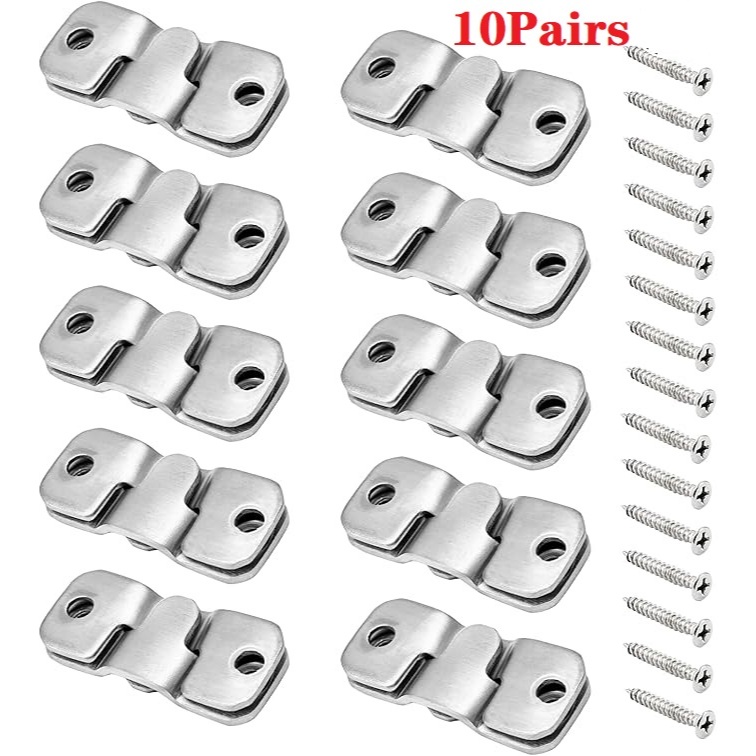 10 Pairs Flush Mount Bracket, Interlocking Photo Frame Hook, Heavy Duty ...