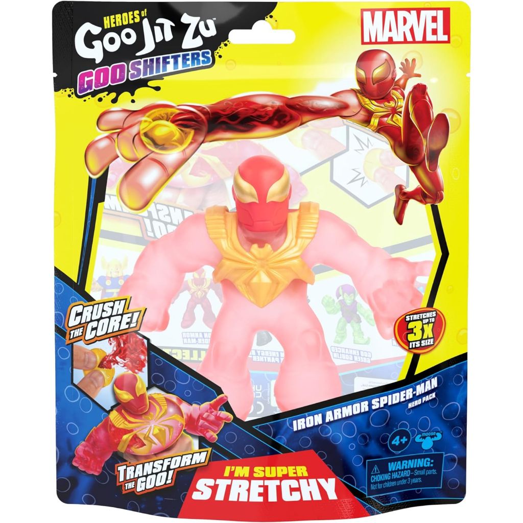 Heroes of Goo Jit Zu Goo Shifters Marvel Edition Stretchy Hero Iron Armor Spider-Man Action ...