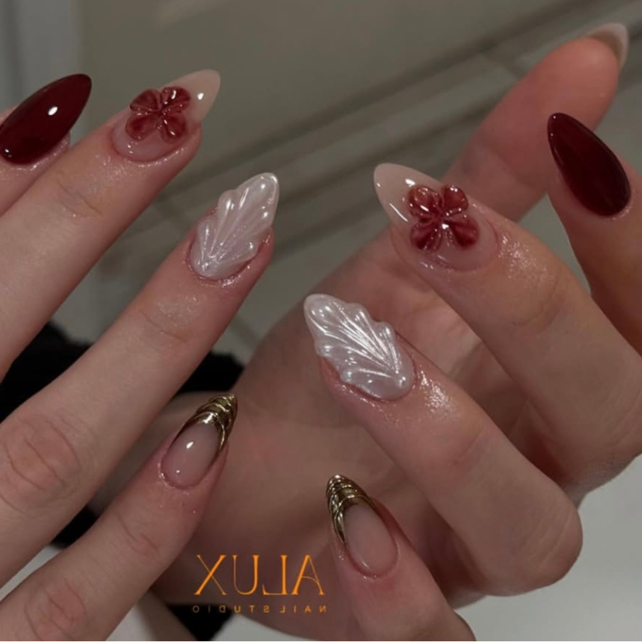 Aurora Shell Flower Wearing Nails 3d Carved Manicure Patch ins Short ...