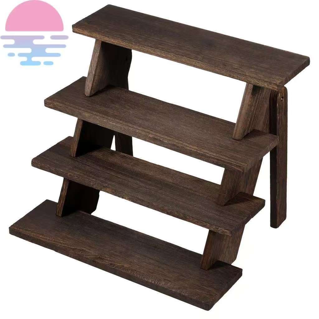 Solid Wood Trapezoidal Storage Rack Ladder Jewelry Card Display Rack ...