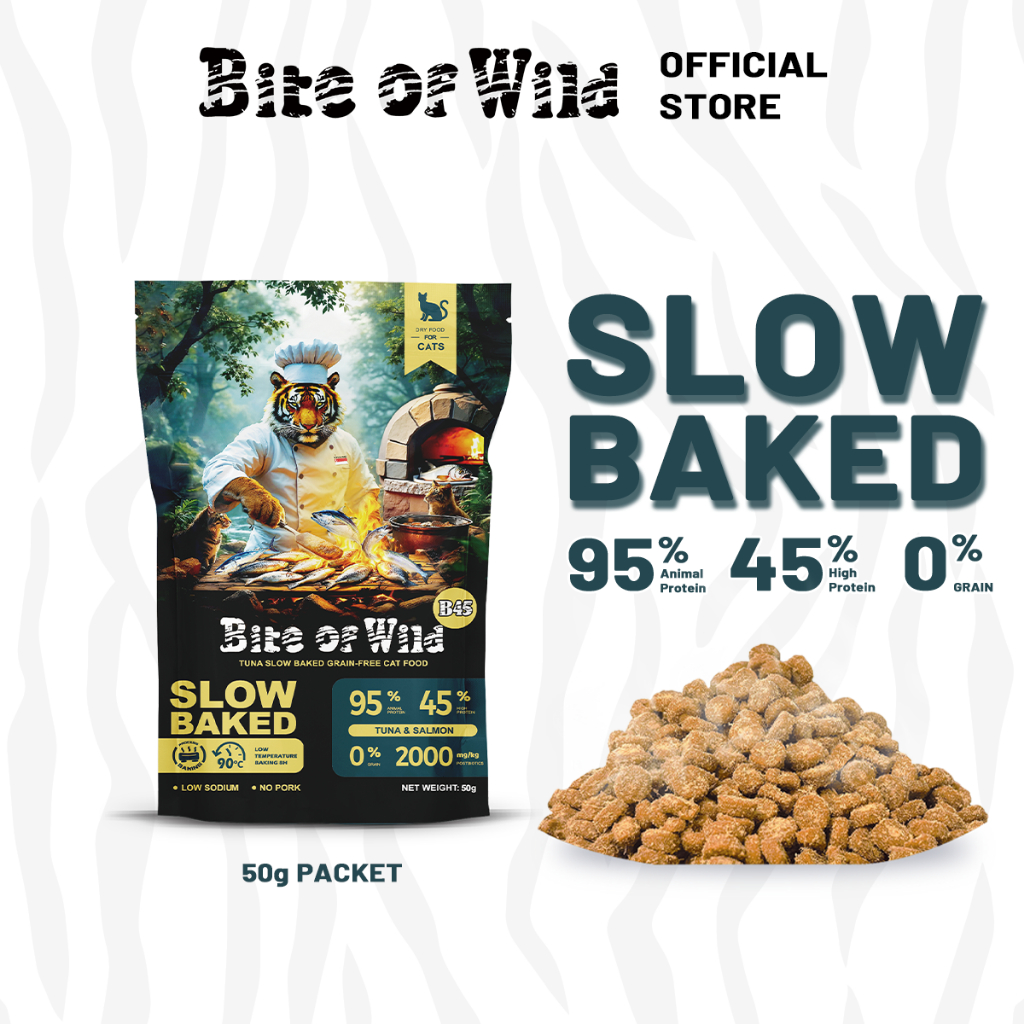 Bite Of Wild B45 Probiotic Slow Baked Cat Food 50g Tuna Cat Kibbles 45% ...